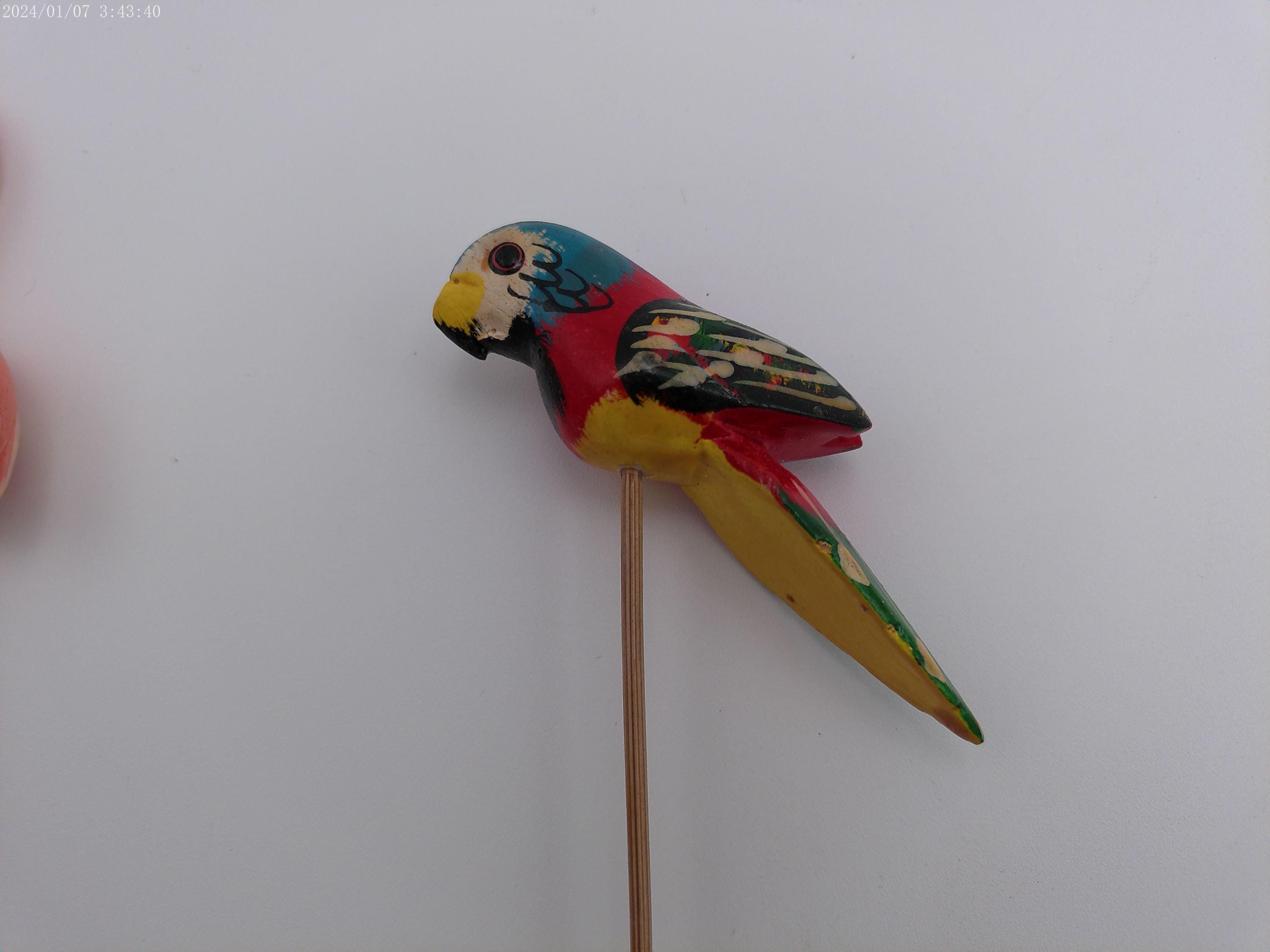 Vintage 4 Colorful Wooden Parrot Picks Party Sticks - Etsy
