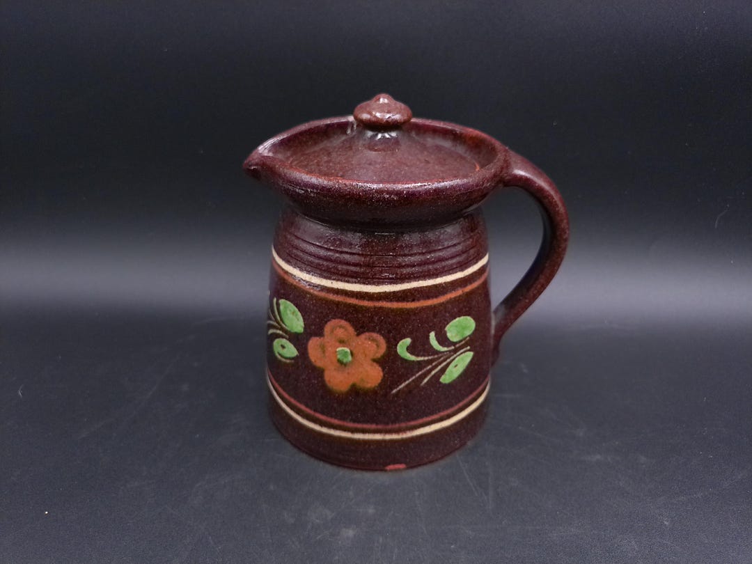 Pottery Pitcher Jug With Lid Brand Pirard Vintage - Etsy