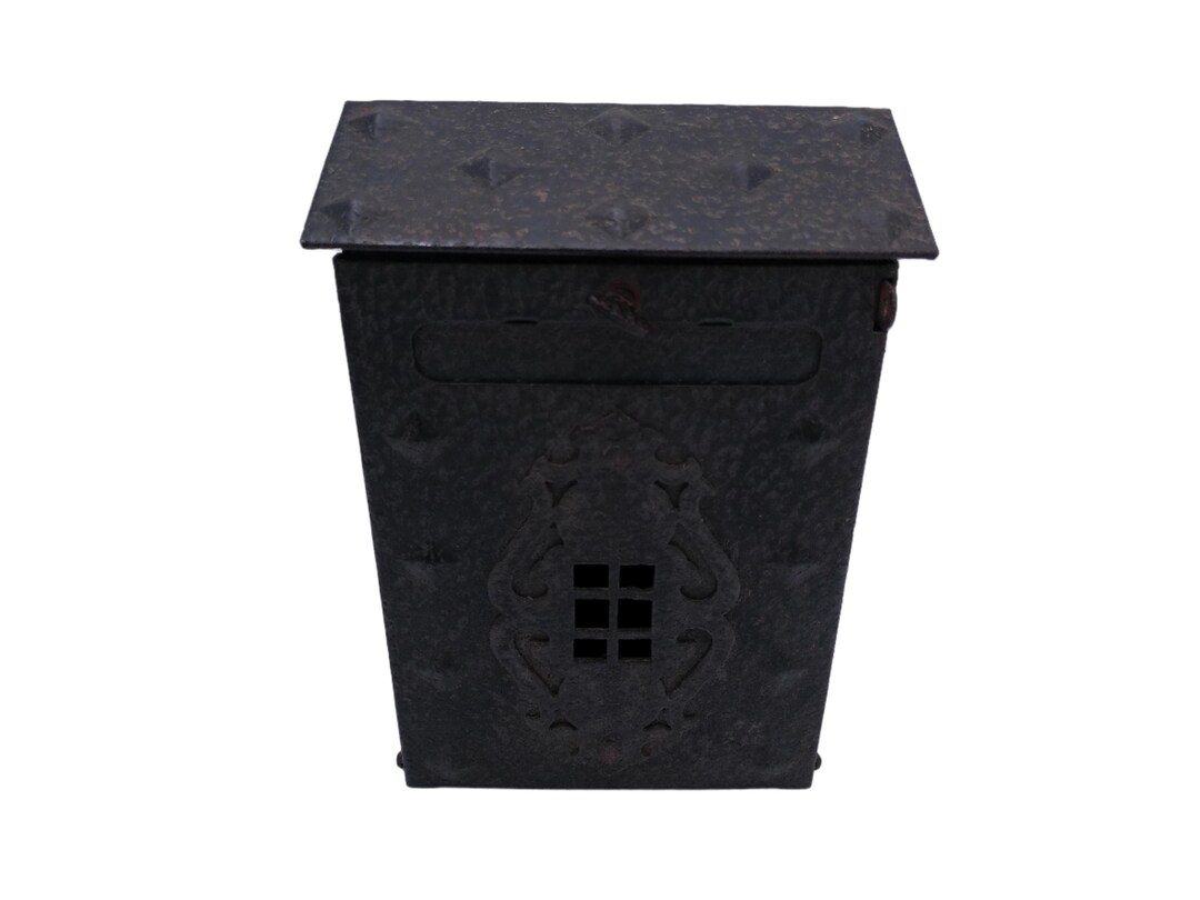 Vintage Tudor Style Black Cast Iron Mailbox Lockable - Etsy
