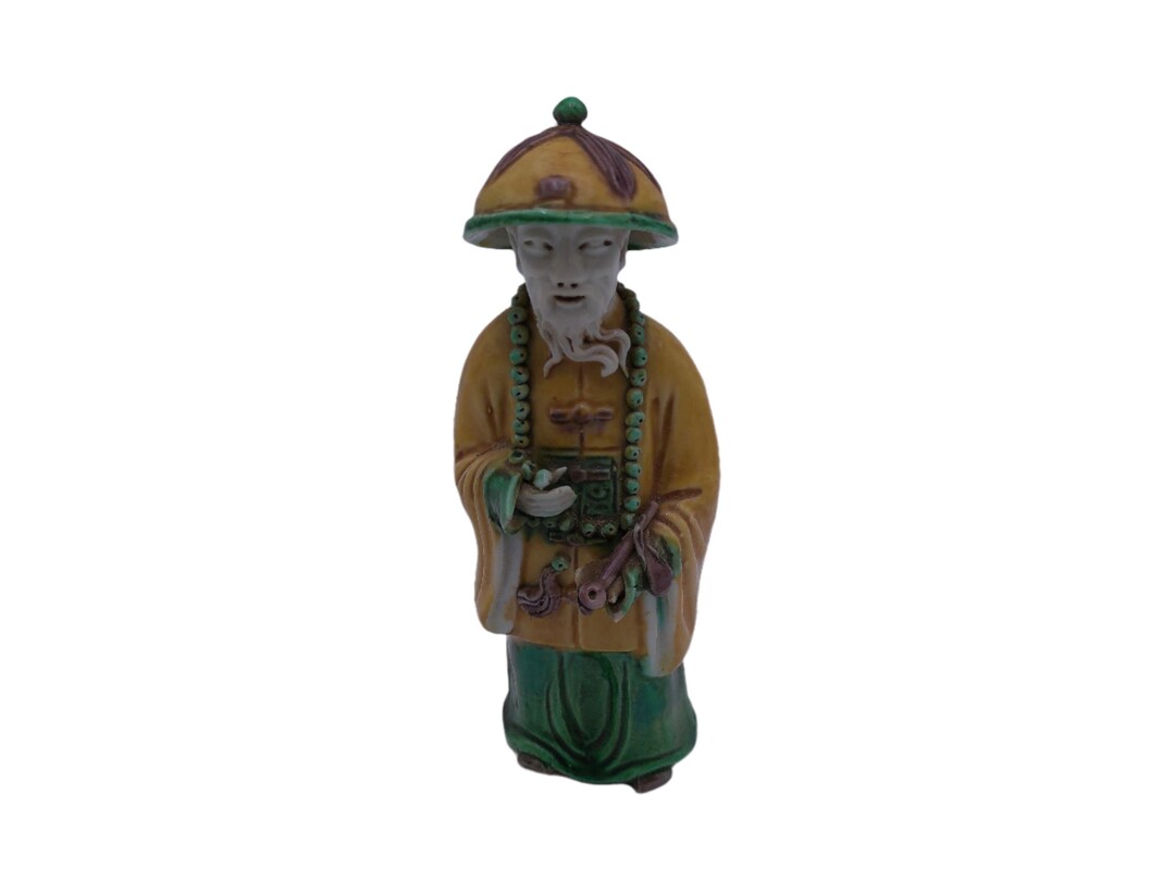 Chinese Mandarin Elderly Man Porcelain Stqtue Hand Painted Vintage - Etsy