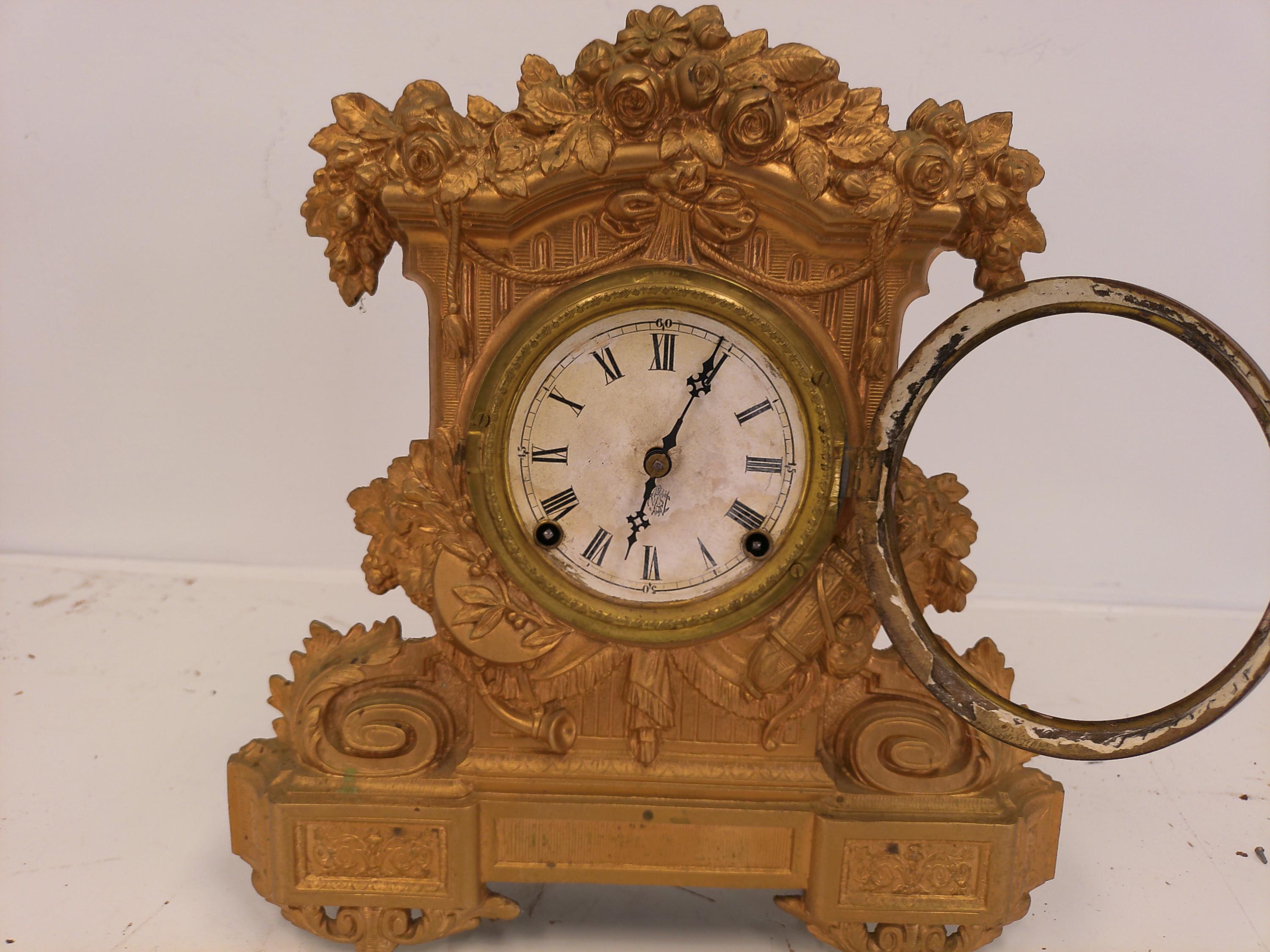 Ornate Antique Gold Painted Metal Clock With Wood Backing - Etsy