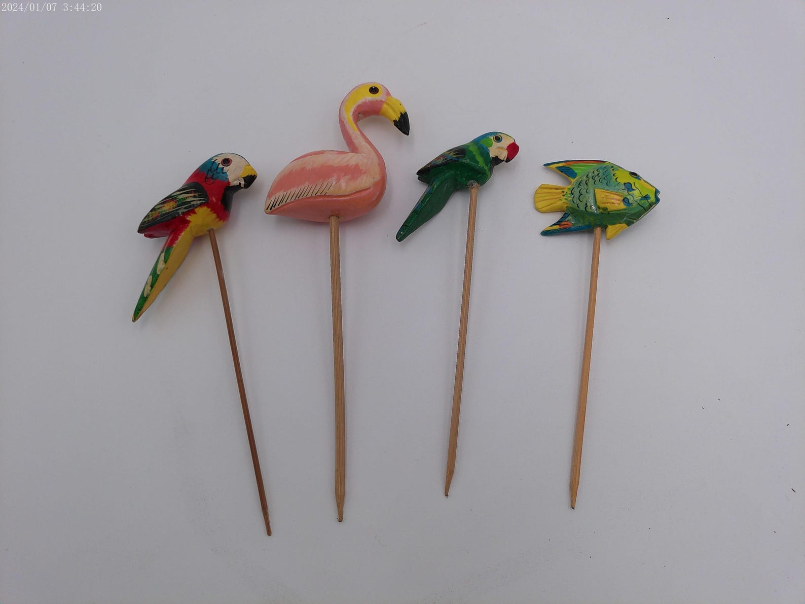 Vintage 4 Colorful Wooden Parrot Picks Party Sticks - Etsy