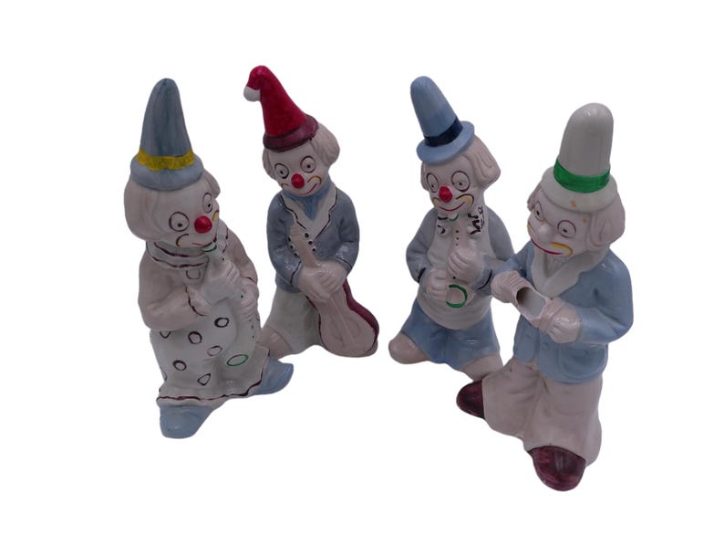 Collection of 4 Porcelain Clowns With Instruments - Etsy