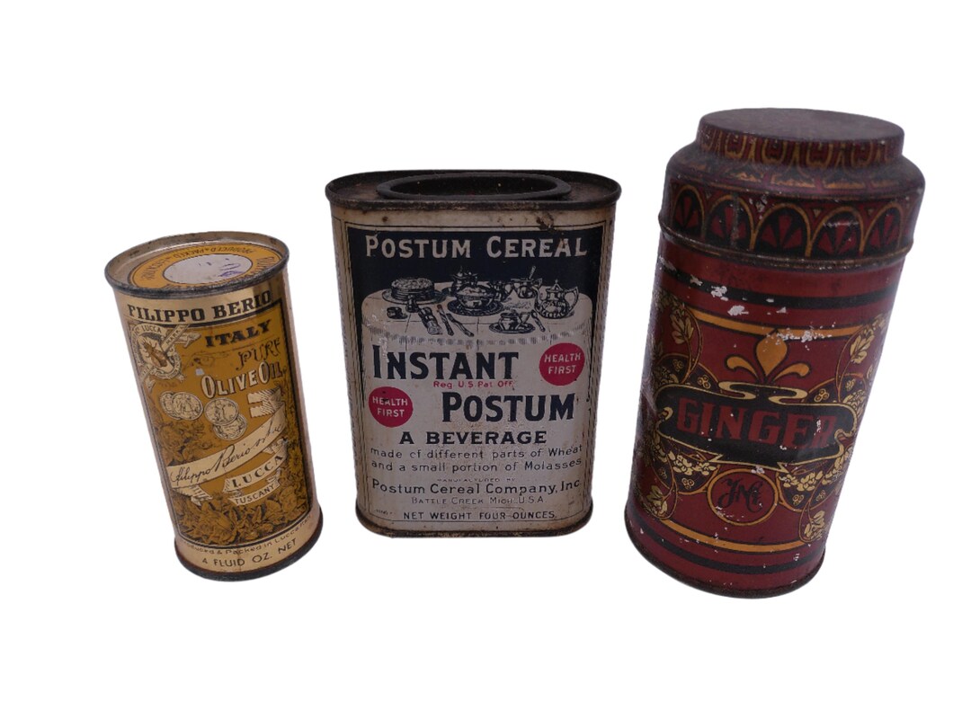 Lot 3 of Vintage Cans Ginger Instant Postum Filippo Berio Olive Oil - Etsy