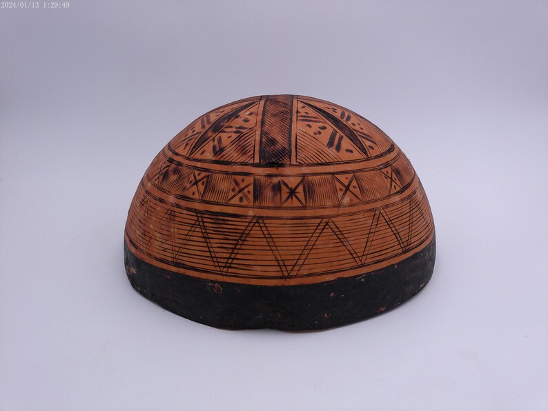 African Calabash Gourd Hand Made and Decorated Bowl Vintage - Etsy