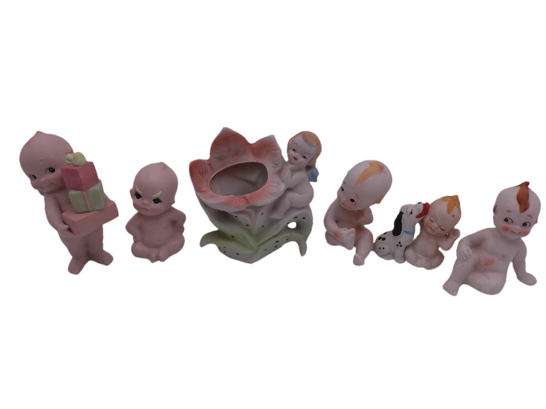Kewpie 6 Figurines Carry Gifts Mini Bud Vase Planter Kewpie With Dog - Etsy