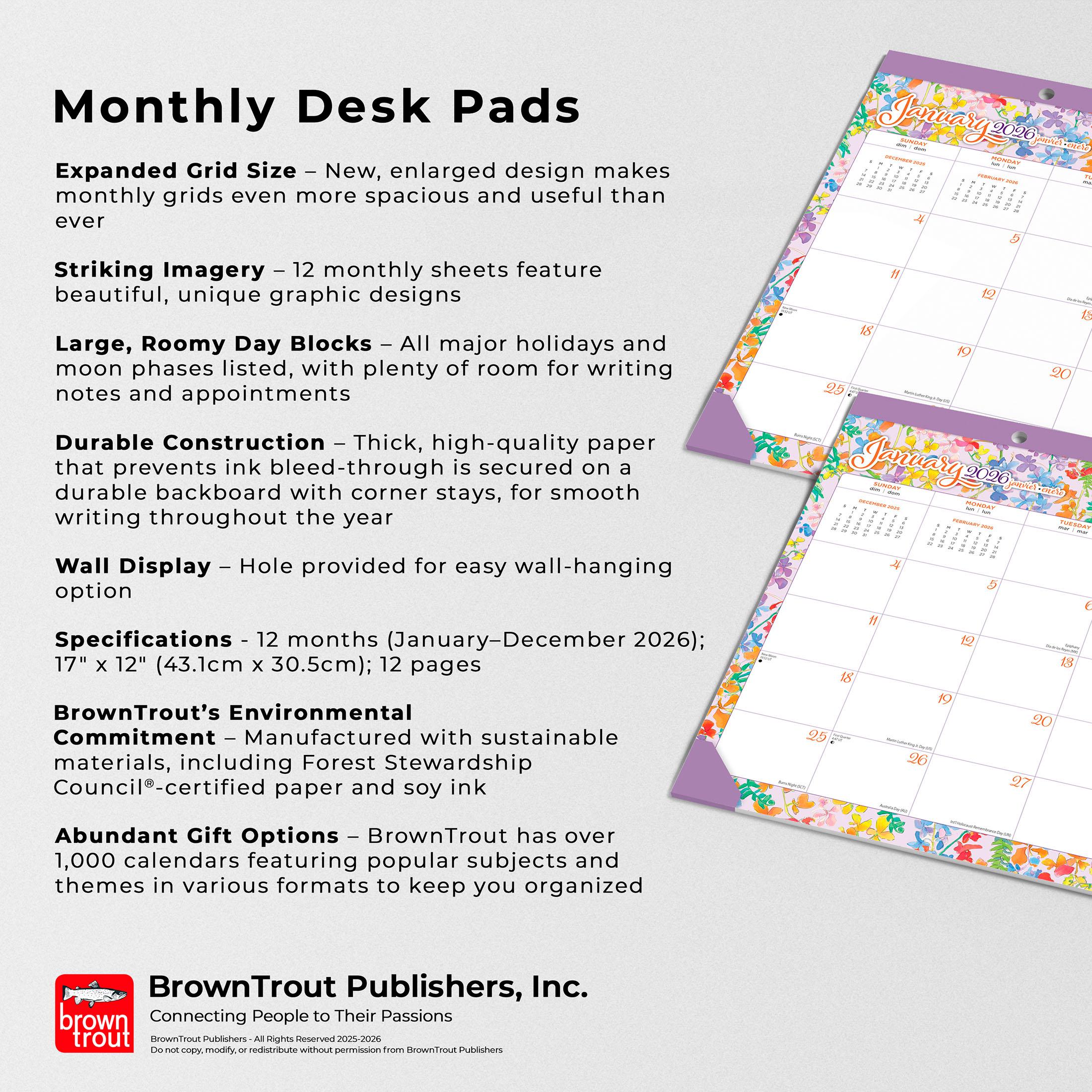 House of Turnowsky OFFICIAL | 2026 17 X 12 Inch Monthly Desk Pad ...
