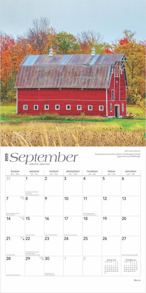 Barns 2025 12 X 24 Inch Monthly Square Wall Calendar Plastic-free ...