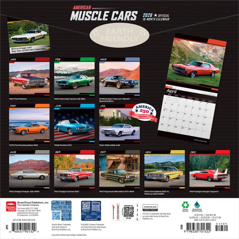 American Muscle Cars OFFICIAL | 2026 12 X 24 Inch (hanging) Monthly ...