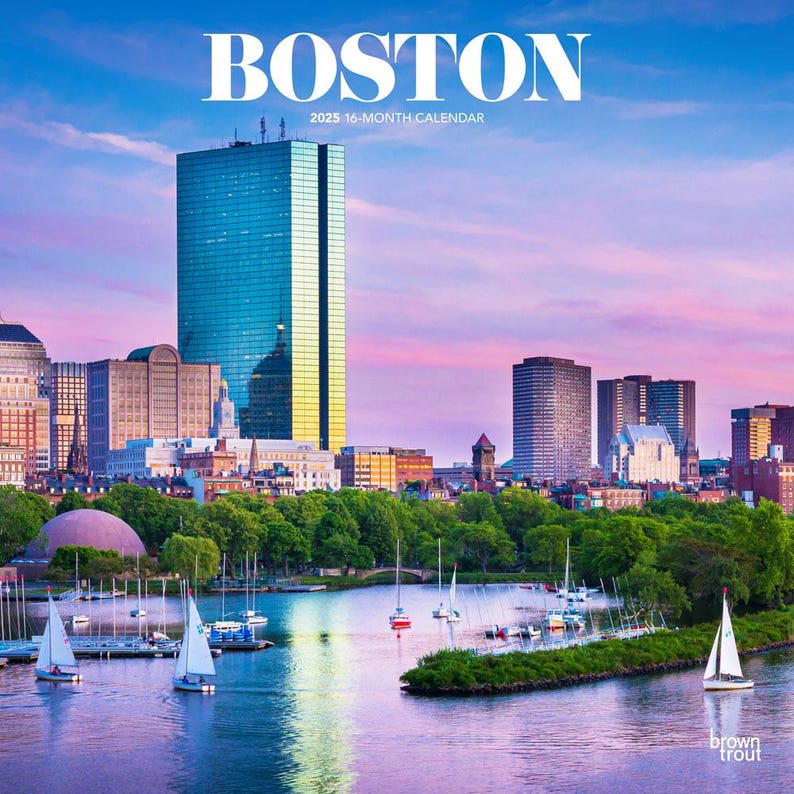 Boston 2025 12 X 24 Inch Monthly Square Wall Calendar Plastic-free ...