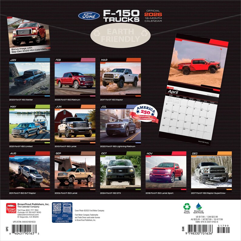 Ford F150 Trucks OFFICIAL | 2026 12 X 24 Inch (hanging) Monthly Square ...