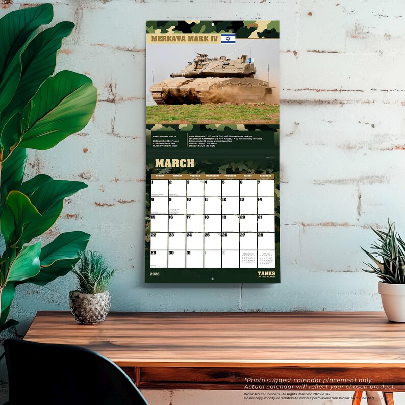 Tanks of the World | 2026 12 X 24 Inch (hanging) Monthly Square Wall ...