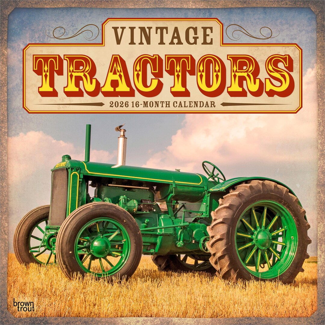 Vintage Tractors | 2026 12 X 24 Inch (hanging) Monthly Square Wall ...