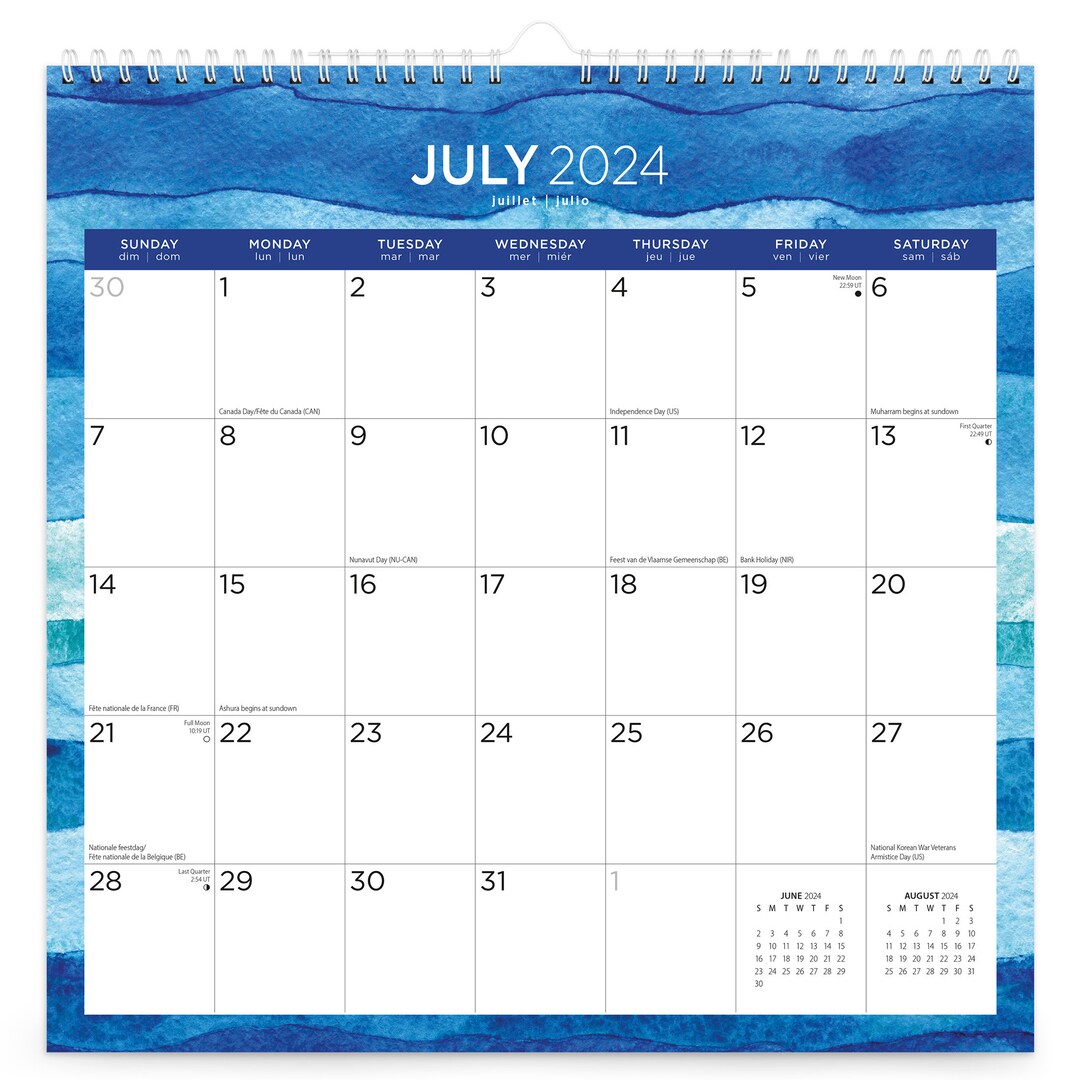 Seaside Currents | 2025 12 X 12 Inch 18 Months Monthly Square Wire-o ...
