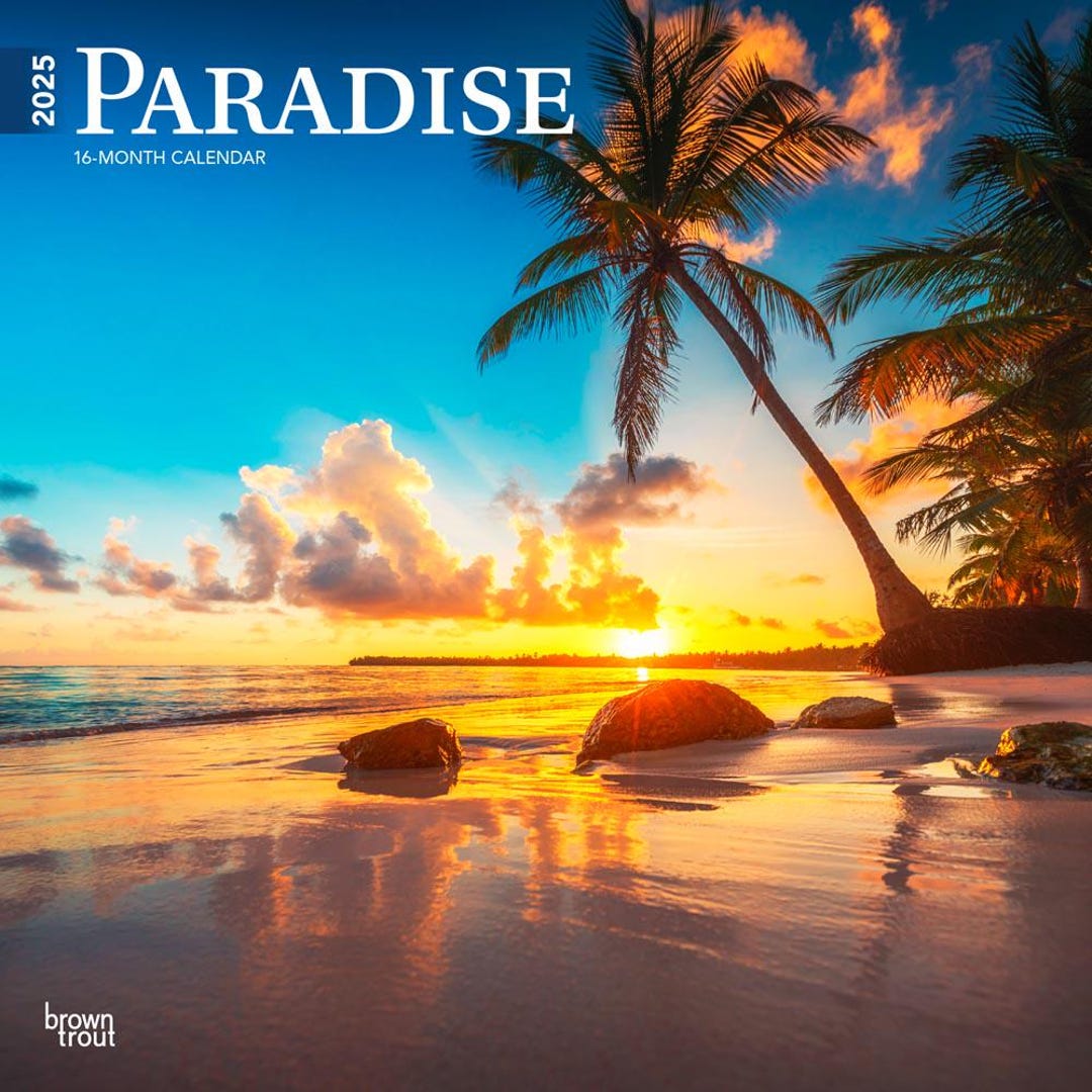 Paradise 2025 12 X 24 Inch Monthly Square Wall Calendar Plastic-free ...