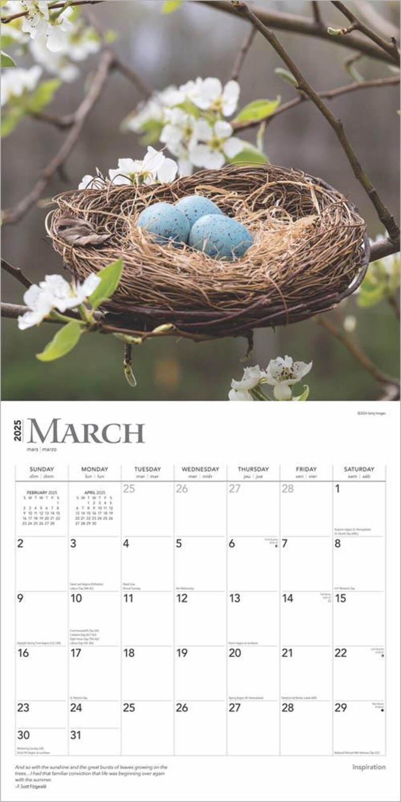 Inspiration 2025 12 X 24 Inch Monthly Square Wall Calendar Foil Stamped ...