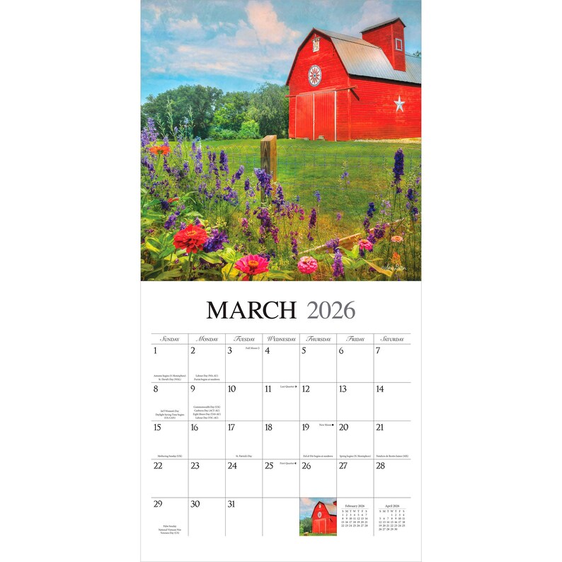Beckoning Barns | 2026 12 X 24 Inch (hanging) Monthly Square Wall ...
