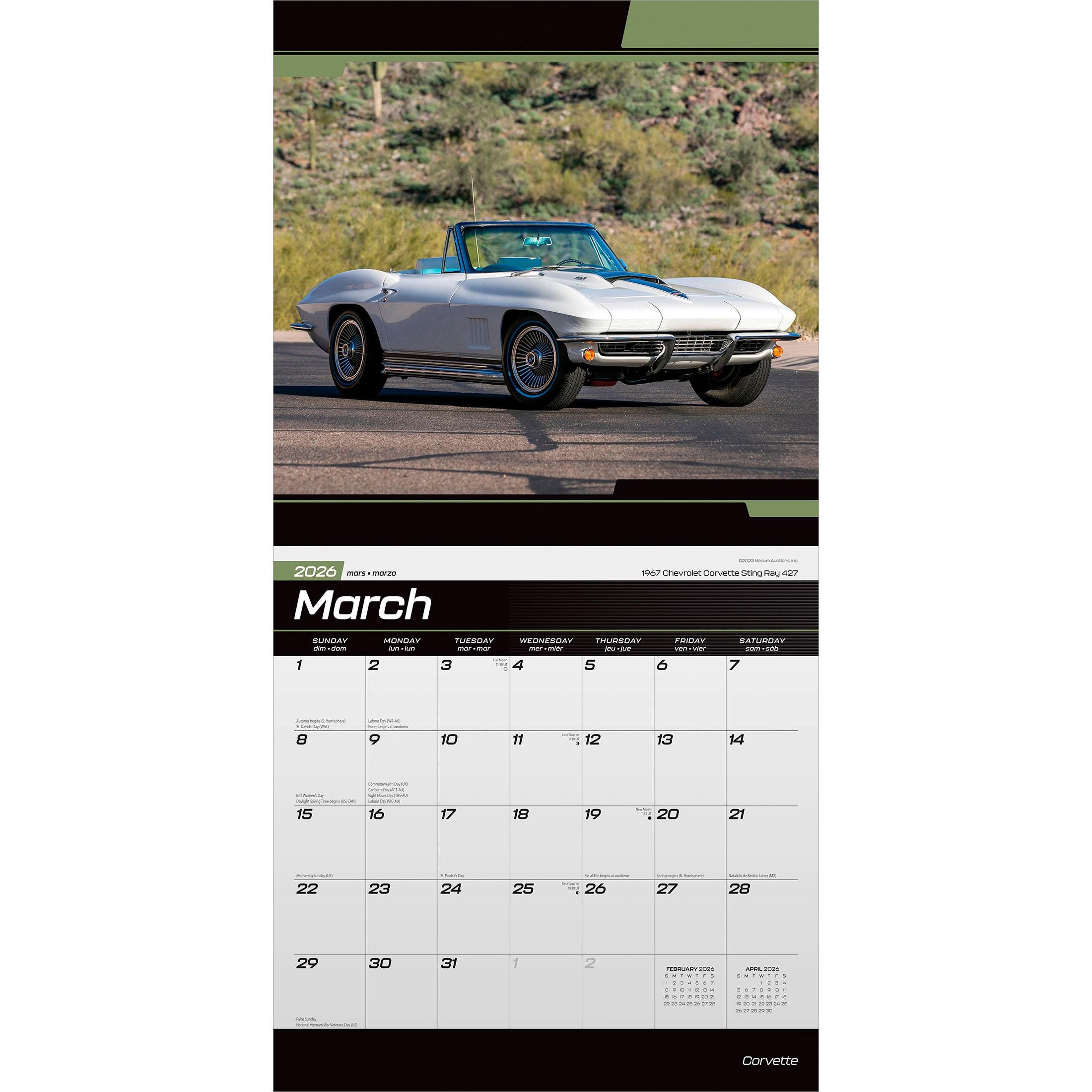 Corvette OFFICIAL | 2026 12 X 24 Inch (hanging) Monthly Square Wall ...