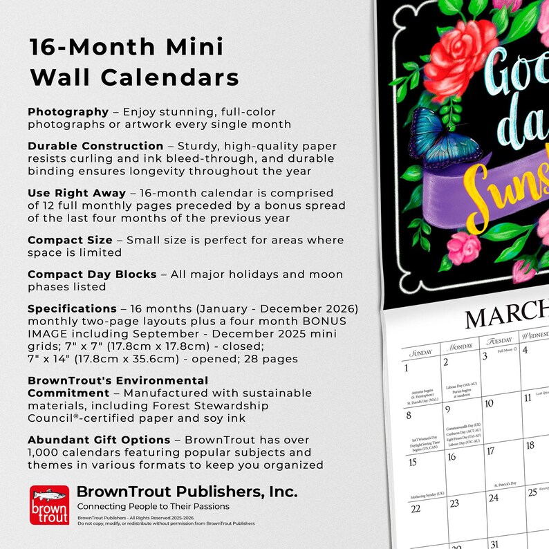 You Can Grow Your Own Way | 2026 7 X 14 Inch (hanging) Monthly Mini ...