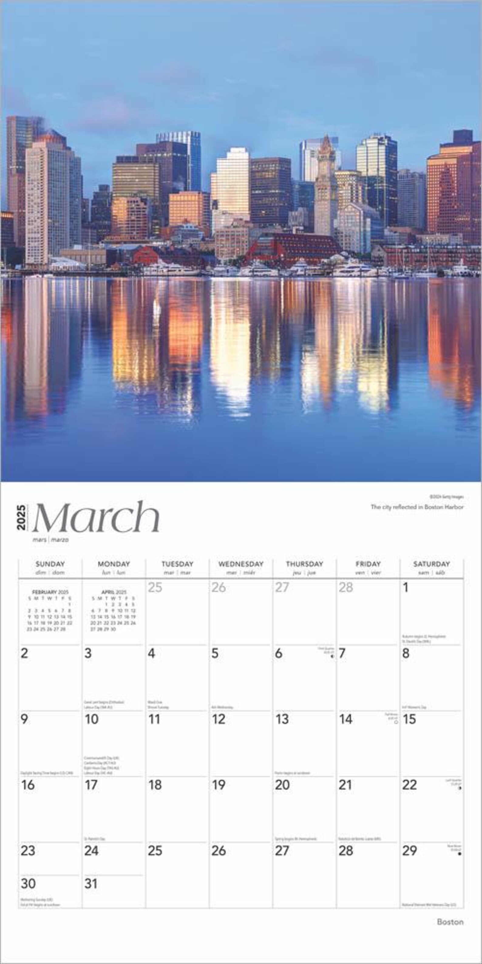 Boston 2025 12 X 24 Inch Monthly Square Wall Calendar Plastic-free ...