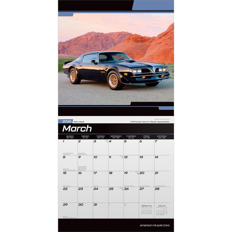 American Muscle Cars OFFICIAL | 2026 12 X 24 Inch (hanging) Monthly ...