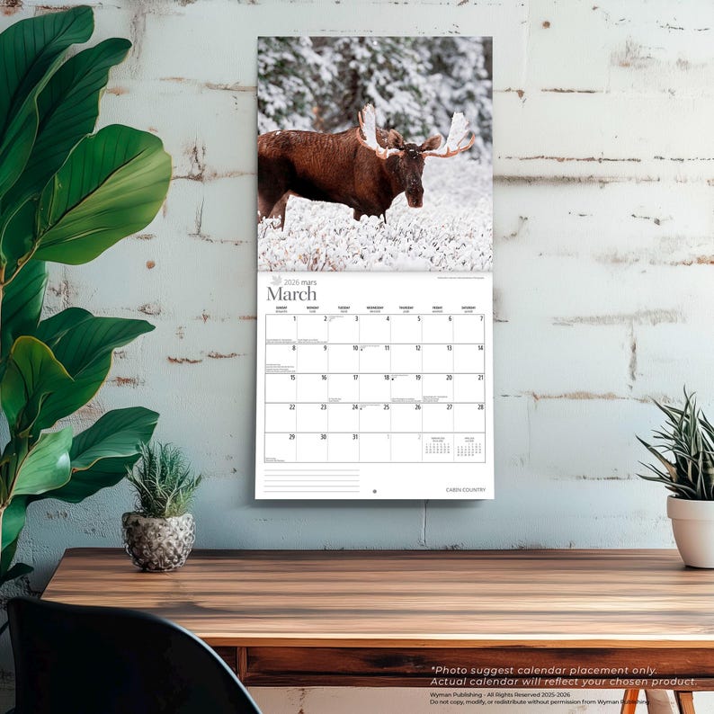 Cabin Country | 2026 12 X 24 Inch (hanging) Monthly Square Wall ...