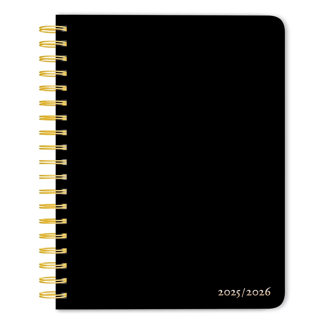 Black Solid | 2026 6x7.75 Inch 18 Months Weekly Desk Planner | Foil ...