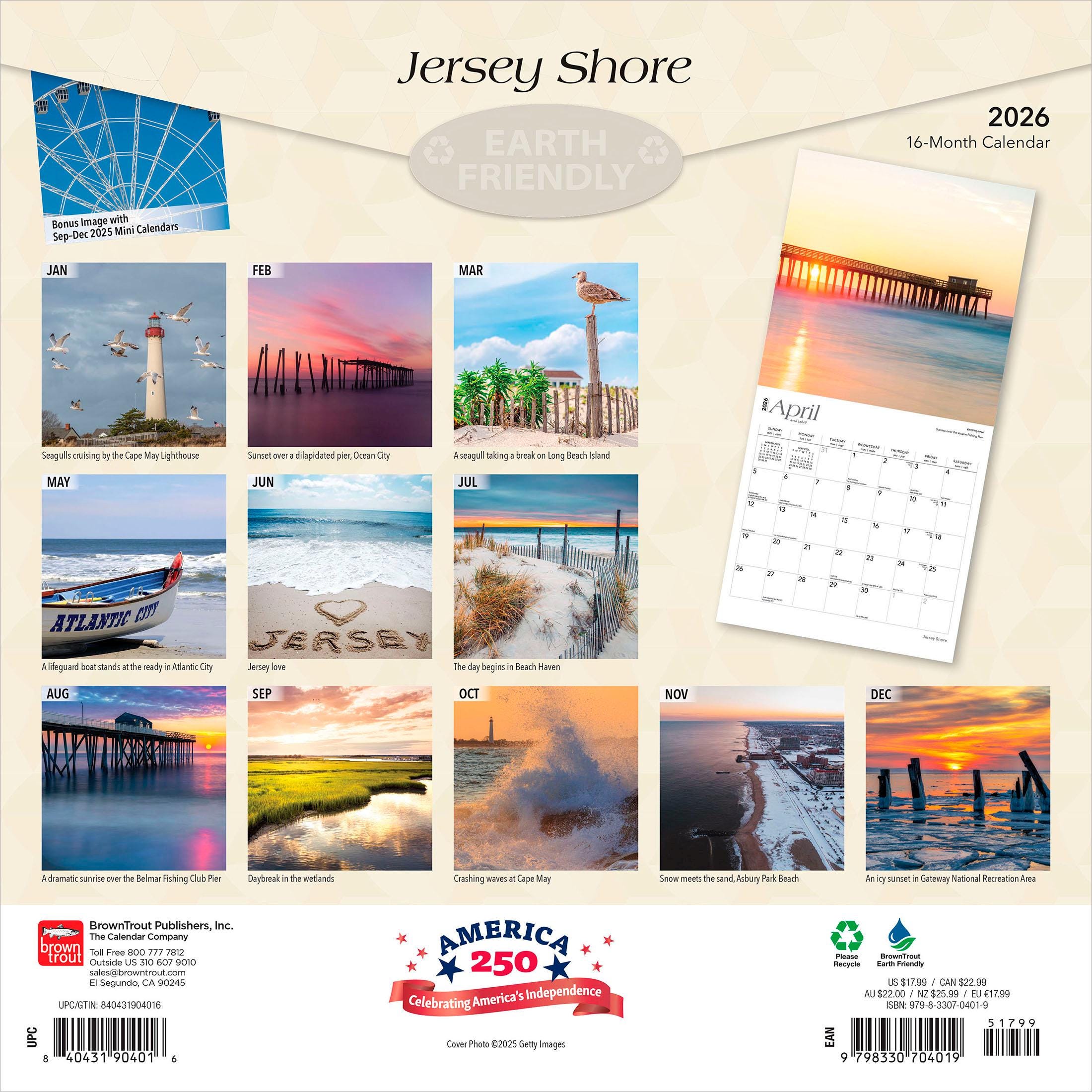 Jersey Shore | 2026 12 X 24 Inch (hanging) Monthly Square Wall Calendar ...