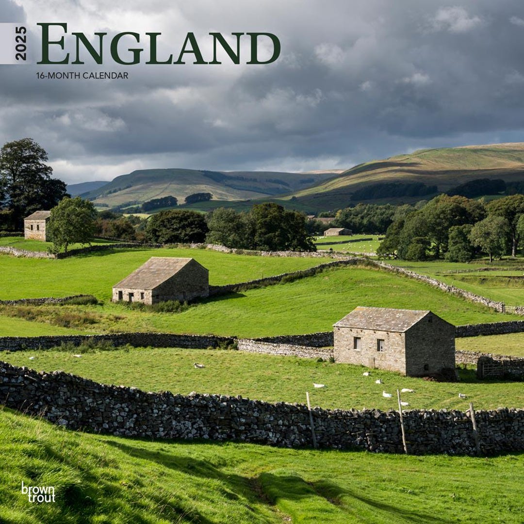 England | 2025 12 X 24 Inch Monthly Square Wall Calendar | Plastic-free ...