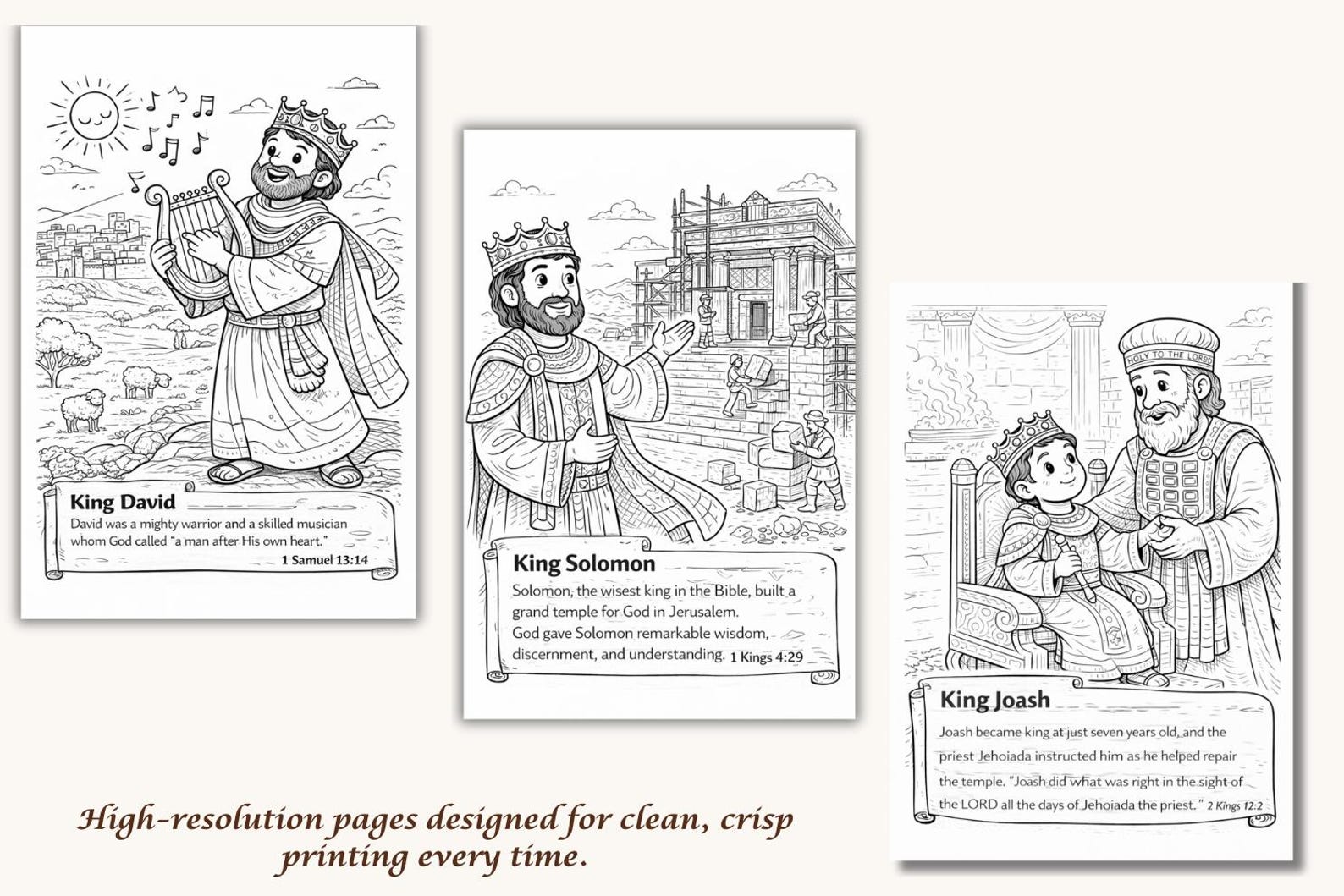 Kings of the Bible Coloring Pages | Christian Kids Activity (PDF & PNG ...