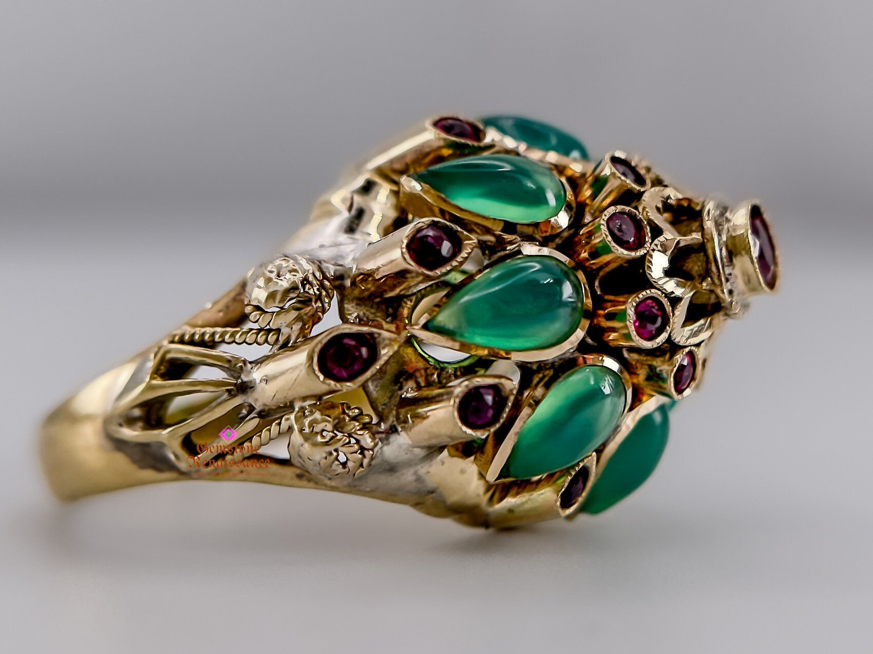 Harem Thai Princess Ring 18k Gold Ring Multi-gemstone Intercheangable ...