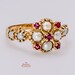 Georgian Era Ring Pearl Ruby Ring in 14K Yellow Gold Hallmarked Vintage ...