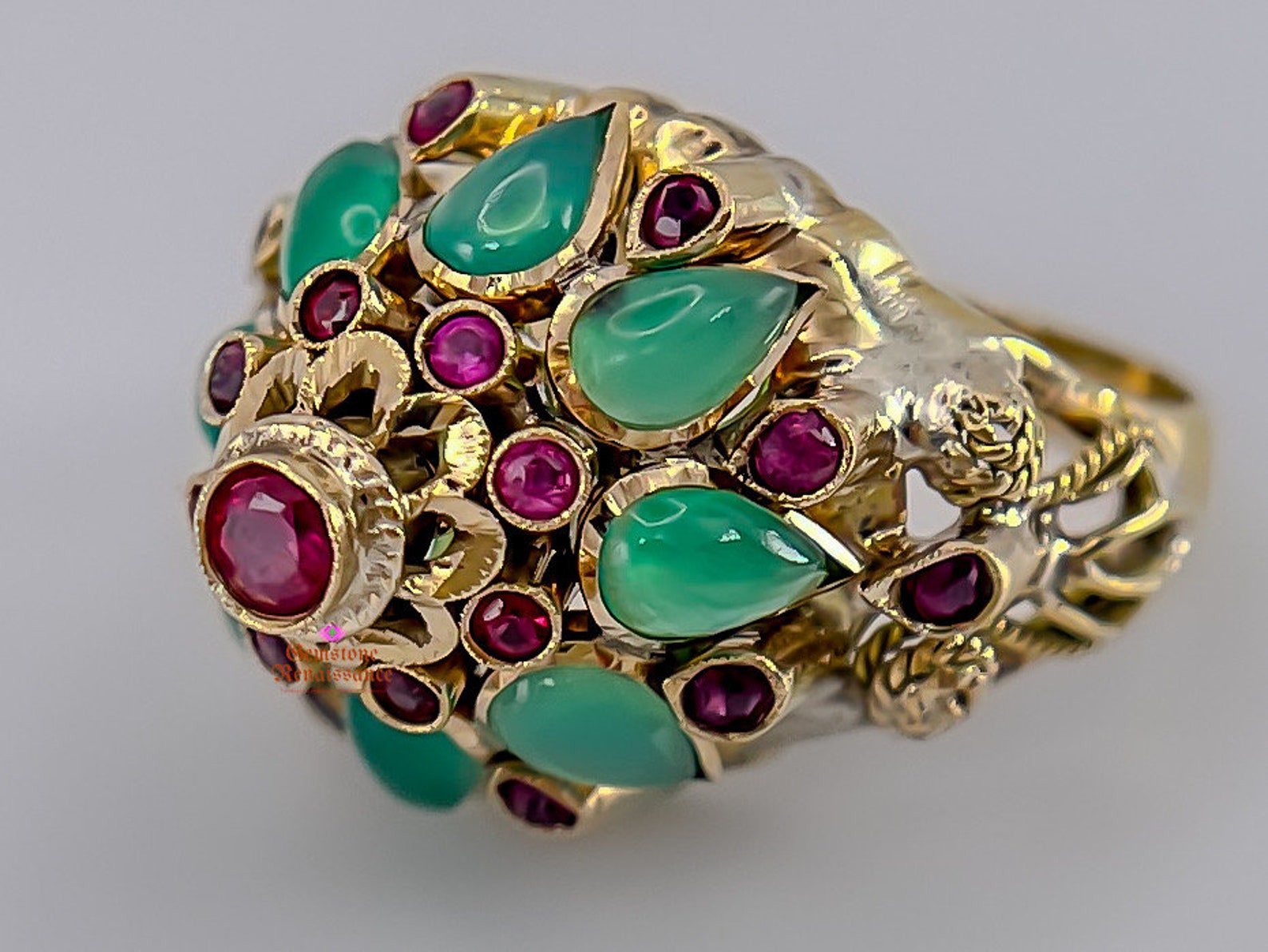 Harem Thai Princess Ring 18k Gold Ring Multi-gemstone Intercheangable ...