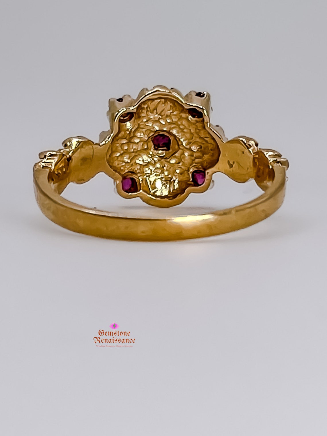 Georgian Era Ring Pearl Ruby Ring in 14K Yellow Gold Hallmarked Vintage ...