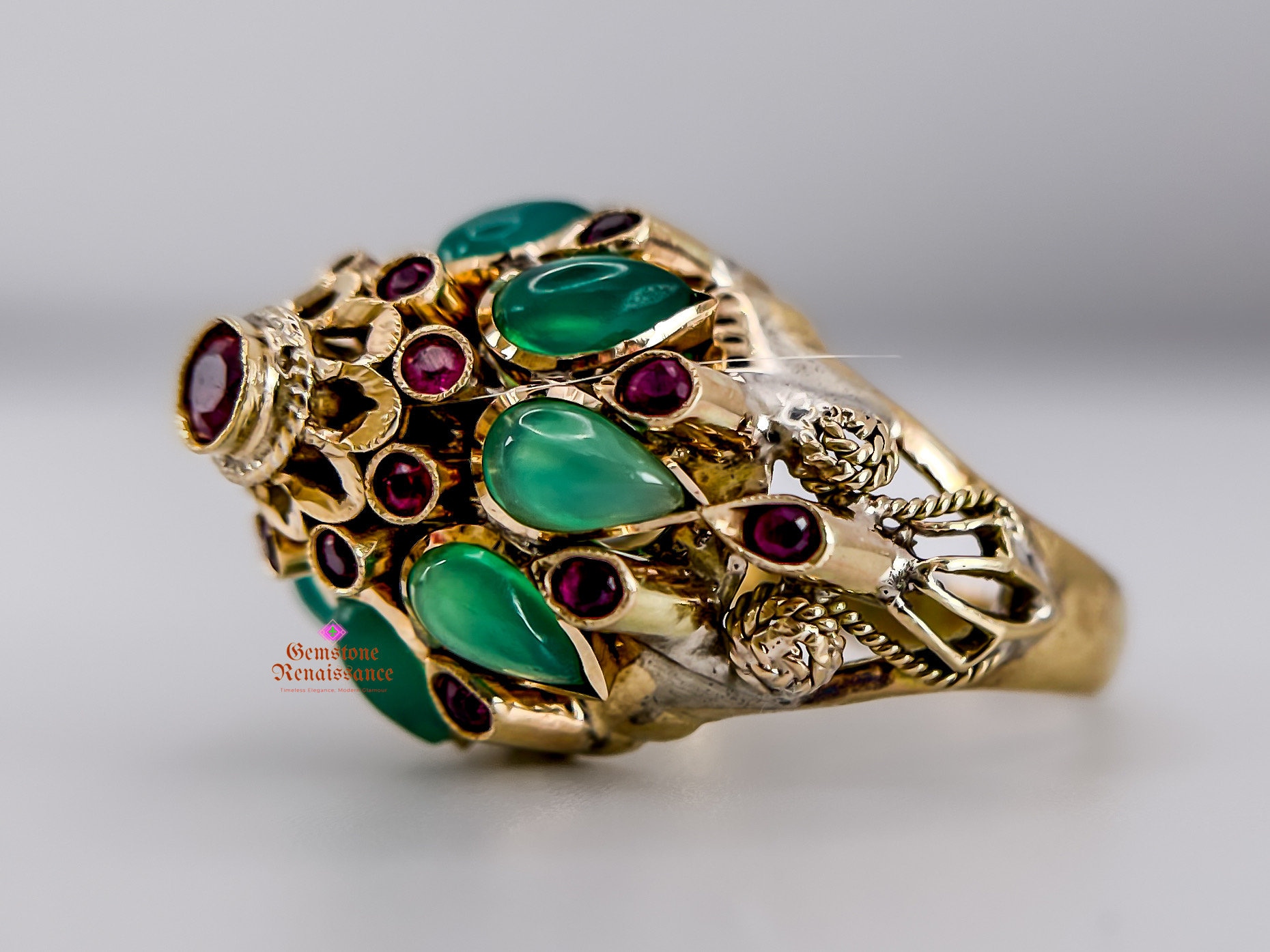 Harem Thai Princess Ring 18k Gold Ring Multi-gemstone Intercheangable ...