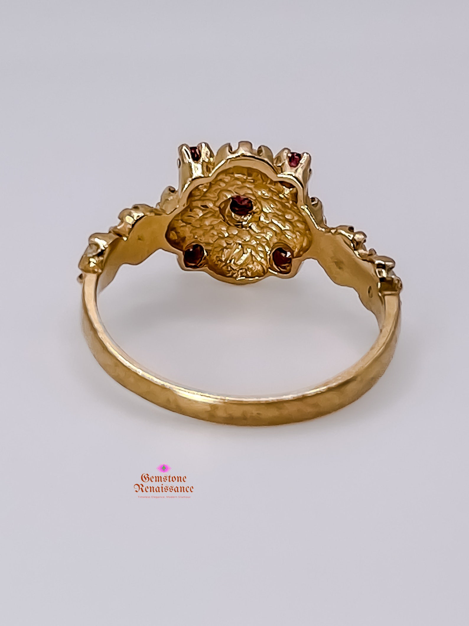 Georgian Era Ring Pearl Ruby Ring in 14K Yellow Gold Hallmarked Vintage ...