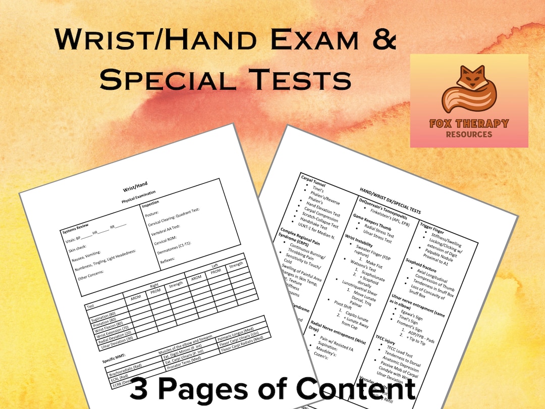 Wrist/hand Examination and Special Tests - Etsy