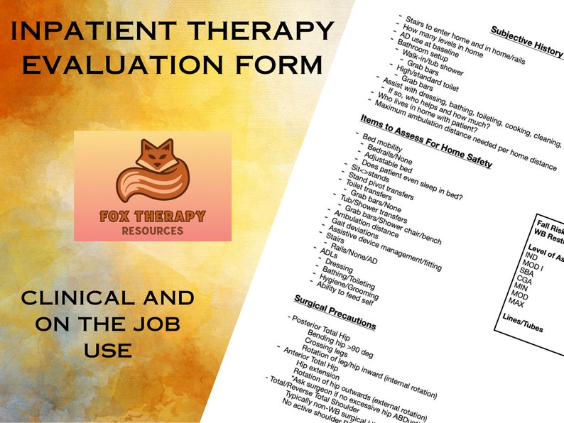 Inpatient Therapy Evaluation Form - Etsy