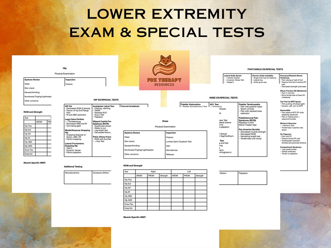 Lower Extremity Examination and Special Tests - Etsy