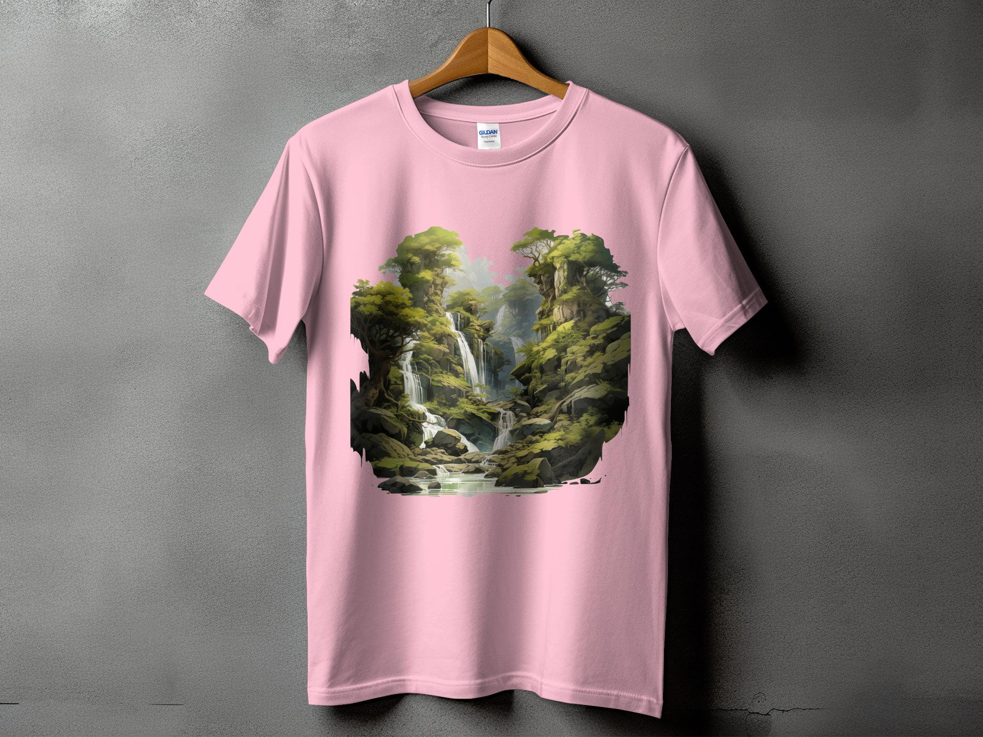 Tropical Waterfall Scenery T-shirt, Nature Landscape Tee, Jungle ...
