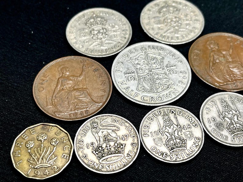 Vintage UK Coin Lot – 10 Original British Coins From the 1940s – George ...