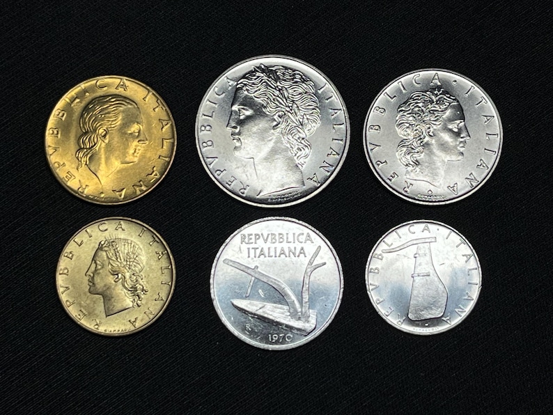 Vintage Italian Lira Coin Set – 6 Original Italy Coins From the 1970s ...