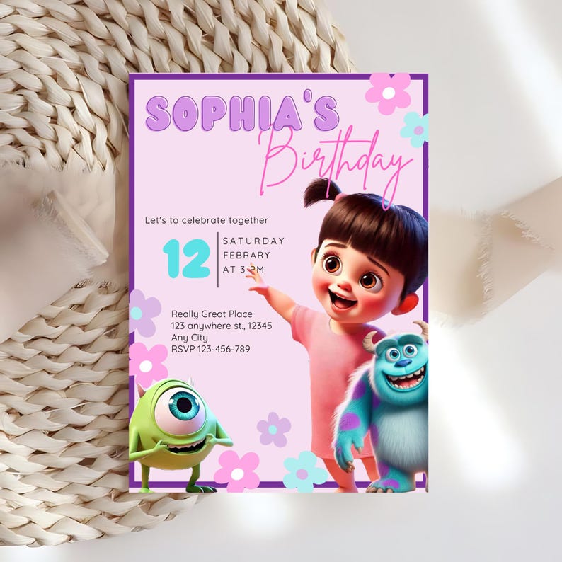 Plantilla de invitación de cumpleaños de Monster Inc. / Cumpleaños de ...