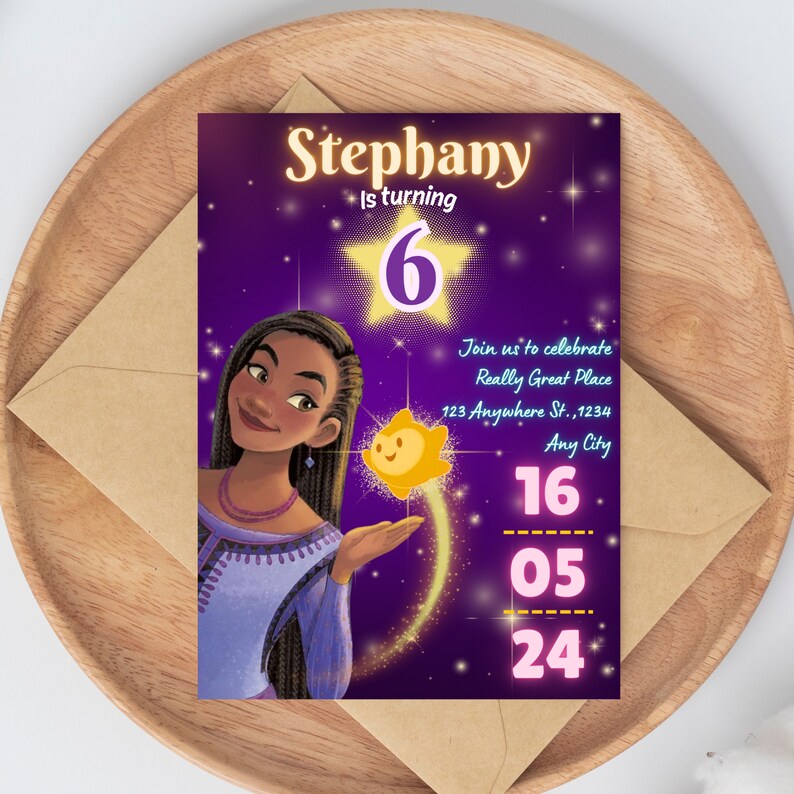 Wish Asha Birthday Invitation Template Asha Wish Invite Wish Disney ...