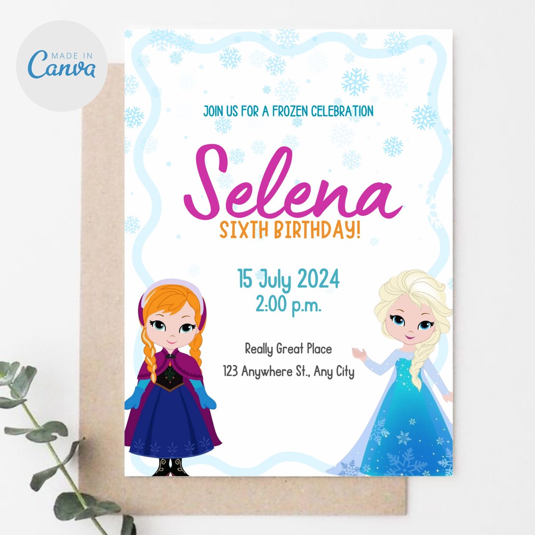Frozen Birthday Invitation Template | Elsa Invite | Elsa and Anna ...