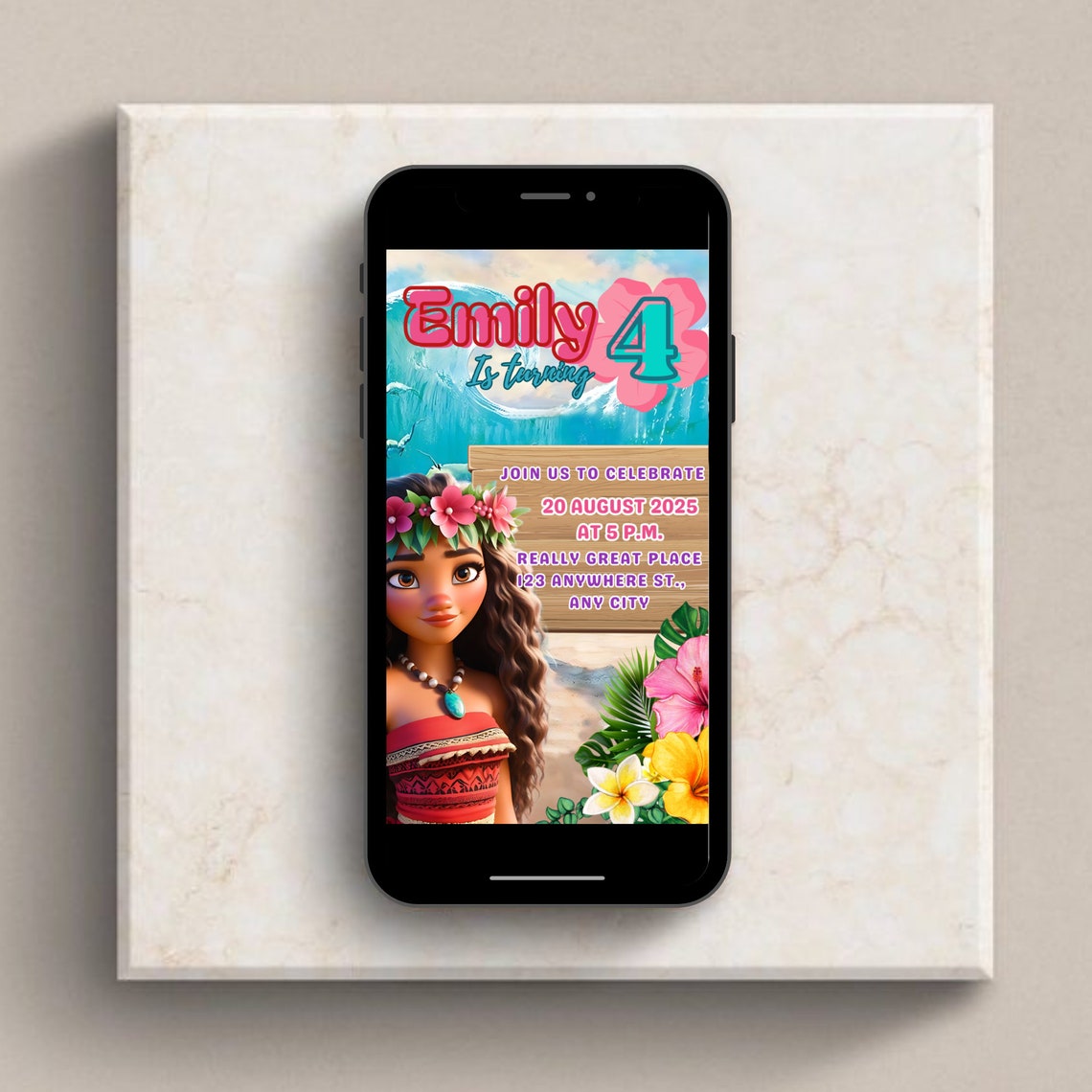 Moana Birthday Invitation Template | Moana Invite | Moana Girl Party ...