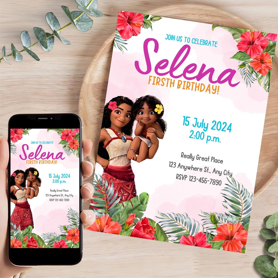Moana 2 Birthday Invitation Template | Moana Two Invite | Moana Girl ...