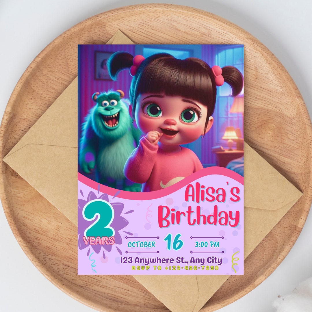 Monster Inc Birthday Invitation Template | Boo Birthday | Monster Party ...