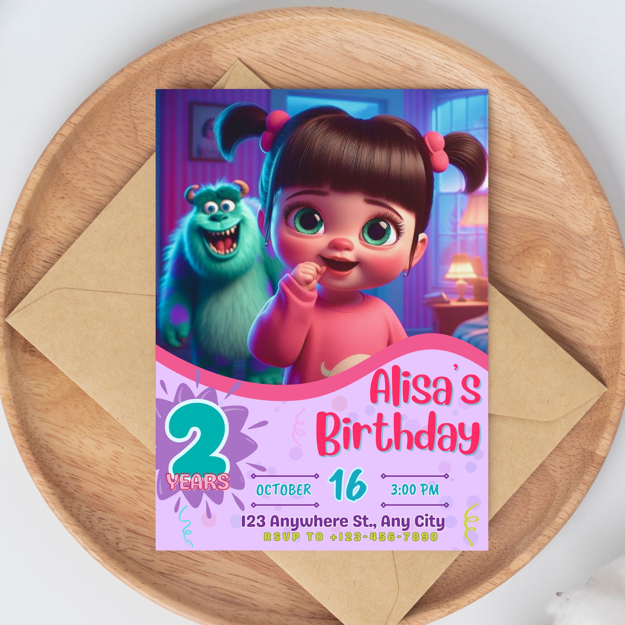 Monster Inc Birthday Invitation Template Boo Birthday Monster Party ...