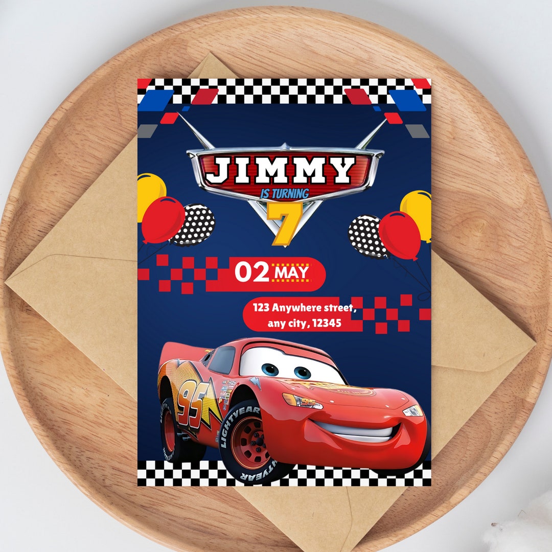 Lightning Mcqueen Birthday Invitation | Editable Cars Party Invite ...